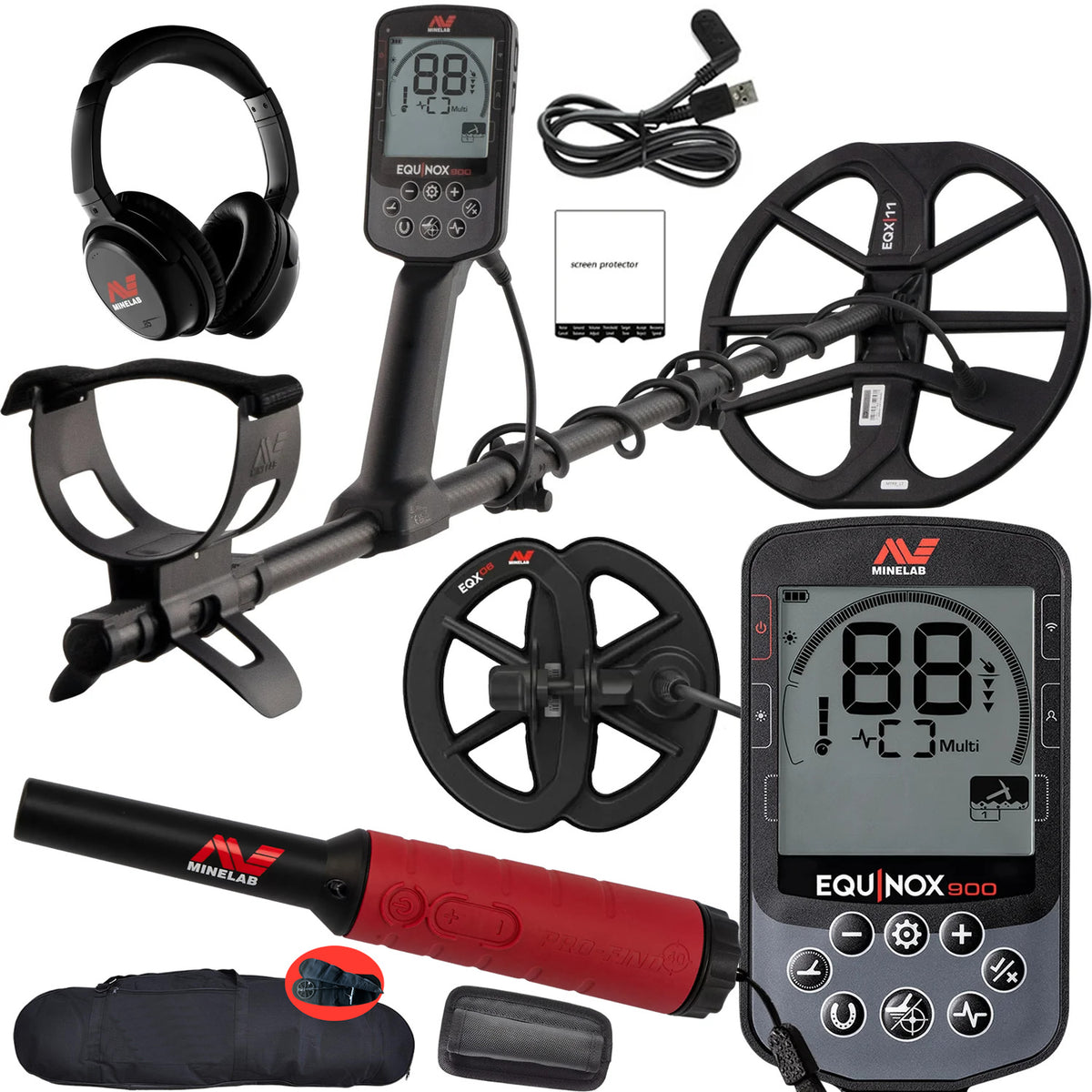 Minelab Equinox 900 Waterproof Multi-Frequency Metal Detector with 11 ...
