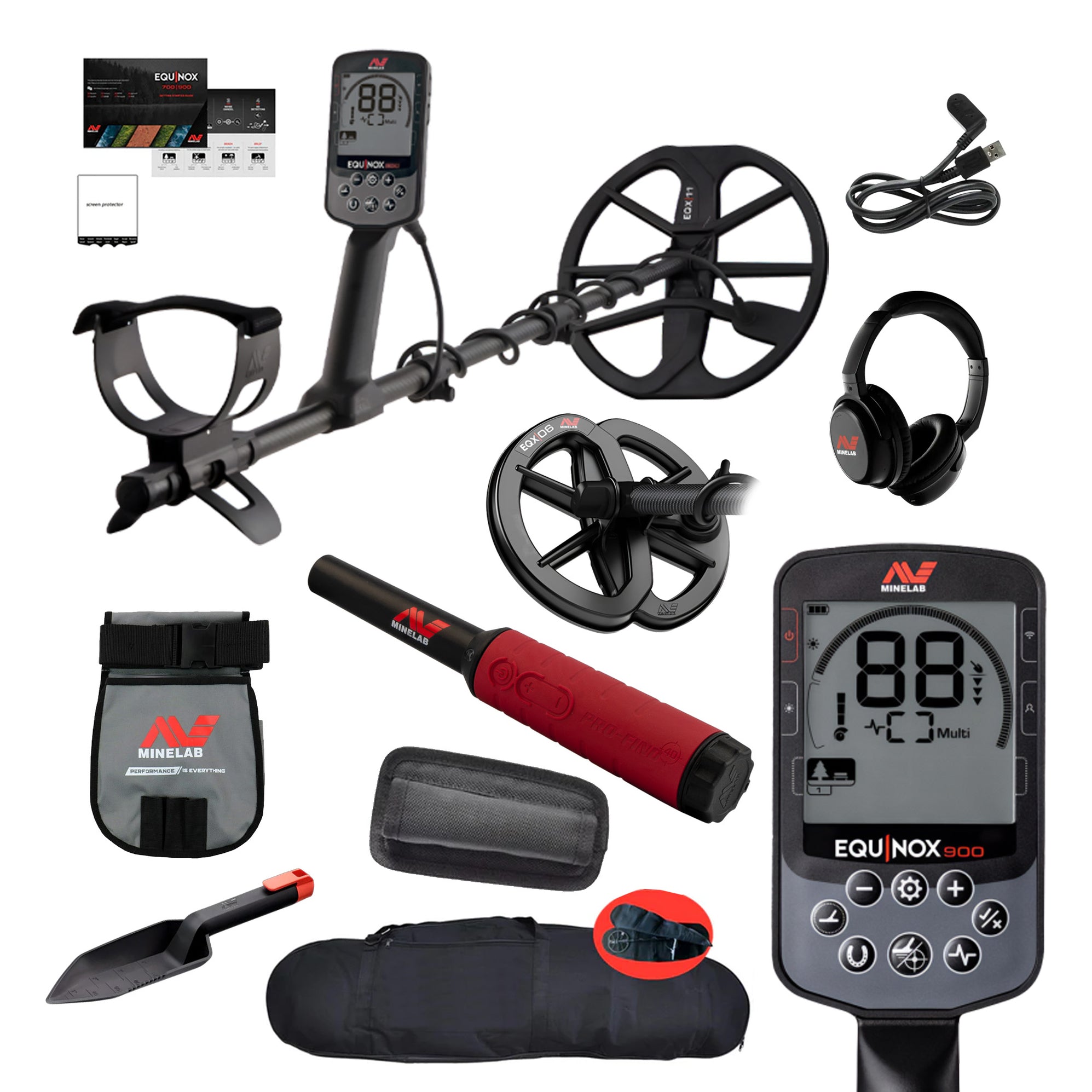 Minelab Equinox 900 Waterproof Multi-Frequency Metal Detector with 11" — Detector Warehouse
